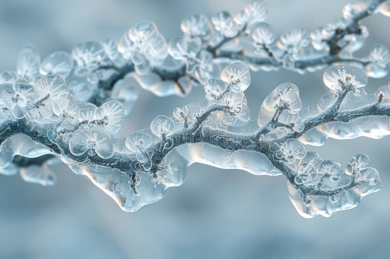 Close-up of a Unique Natural Ice Pattern Resembling Tree Branches ...