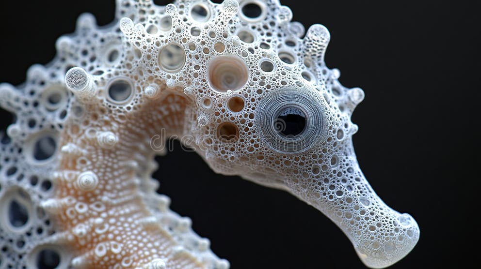 Close-up of a Unique Seahorse with Intricate, Bubble-like Patterns ...