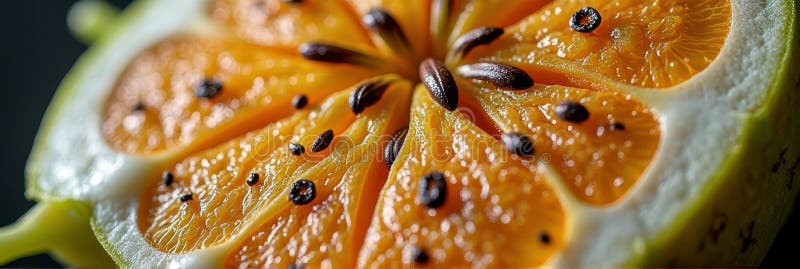 Close-up of Unique Spiky Orange Fruit with Seeds Stock Illustration ...