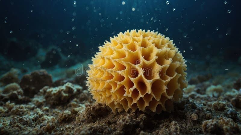 A Close-up of a Unique Underwater Coral Structure Surrounded by Bubbles ...