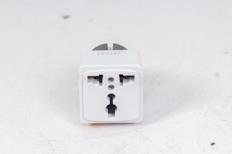 Close Up of Universal Electric Socket Plug Adapter, Isolated on White ...