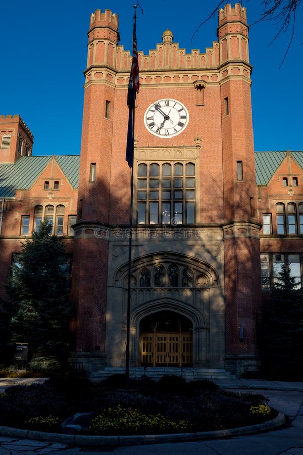 Close Up of a University Administration Building Clock Tower Stock ...