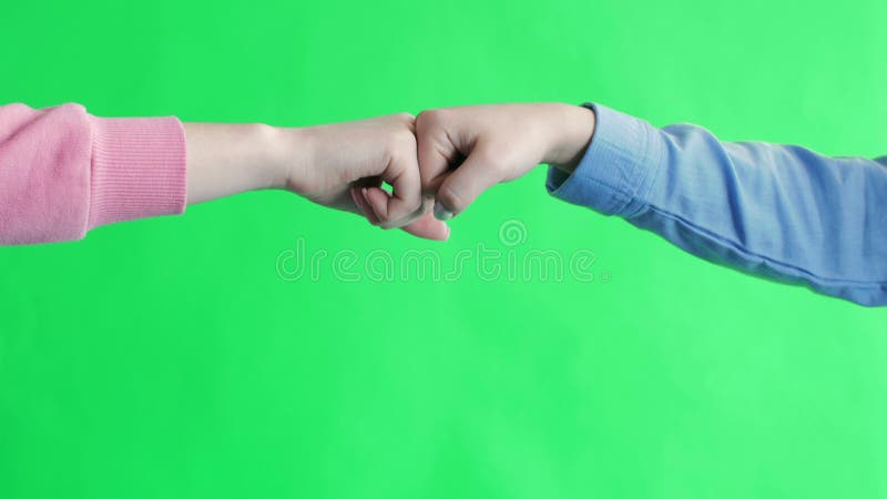 Close-up of Unknown Two Business People Making a Punch. Green Screen ...