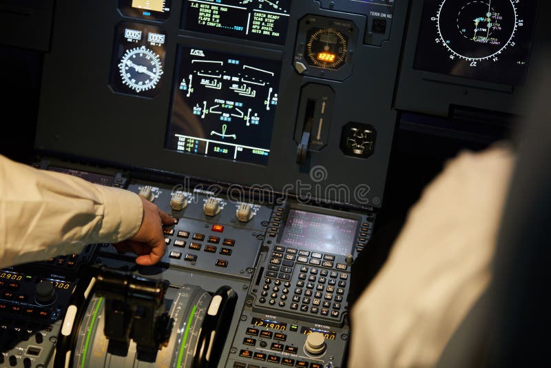 Aviators Checking Engine Systems on Flight Deck Stock Photo - Image of ...