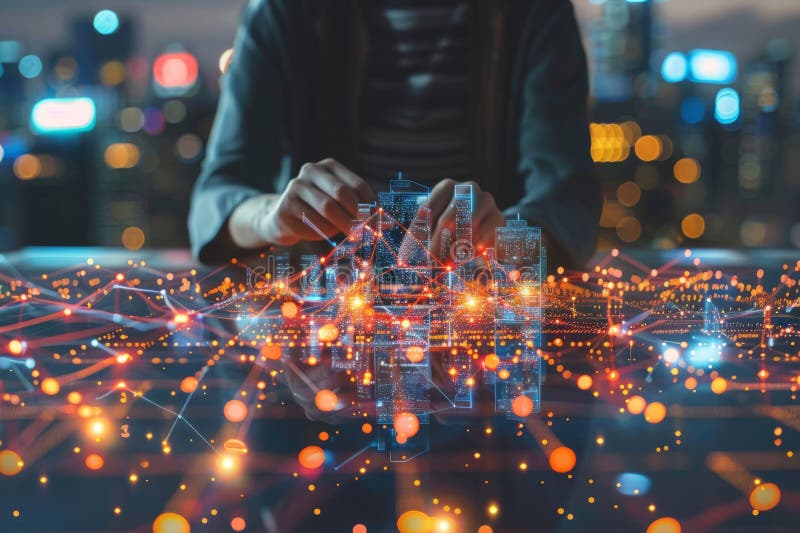 Close-up of Unrecognizable Businessman Working in Futuristic Office ...