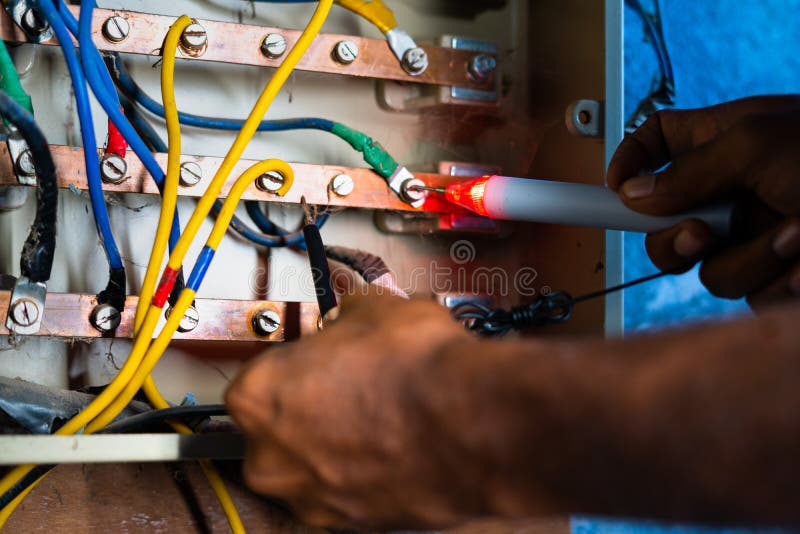 Close Up of Unrecognizable Electrician Checking Circuit Using ...