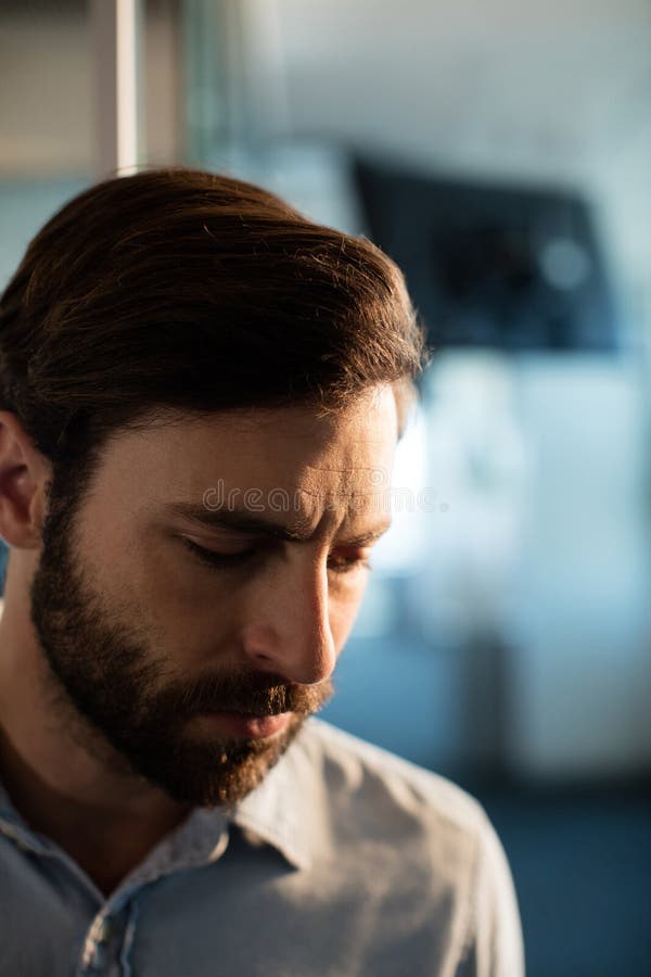 Close Up of Upset Businessman Looking Down Stock Photo - Image of ...