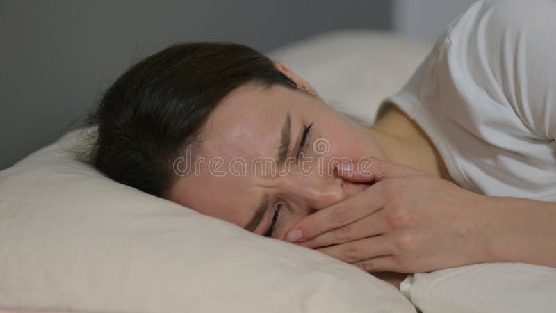 Close Up of Upset Young Woman Crying in Bed Stock Photo - Image of ...
