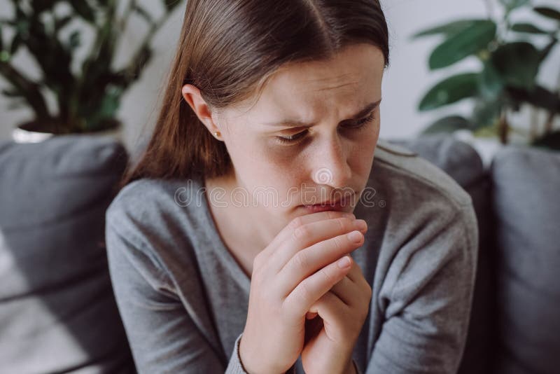 Close Up of Upset Young Woman Expression Face Thinking about Problem ...