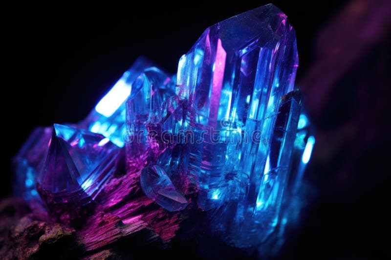 Close-up of a Uraninite Mineral Sample Glowing Under Uv Light Stock ...