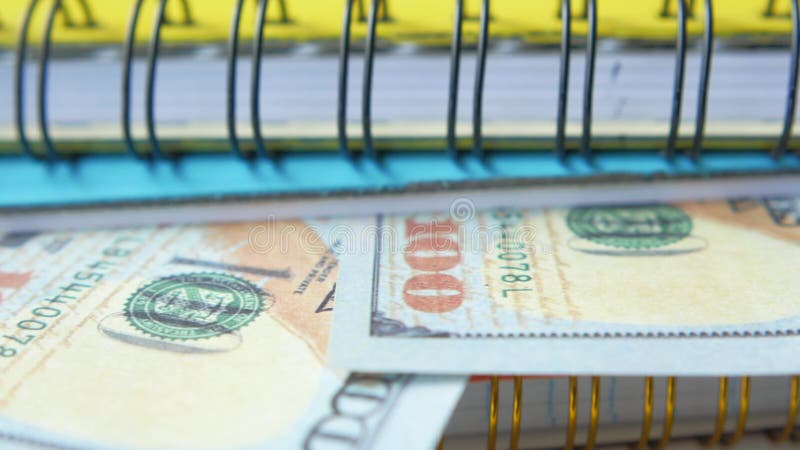 Close Up of Us Dollar Cash in a Notepad Stock Video - Video of cash ...