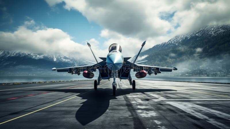 Close Up of Us Military Plane Launching from Aircraft Carrier Deck into ...