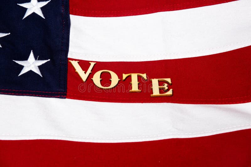 Close Up of the USA Flag with the Letters Vote Angled Stock Image ...