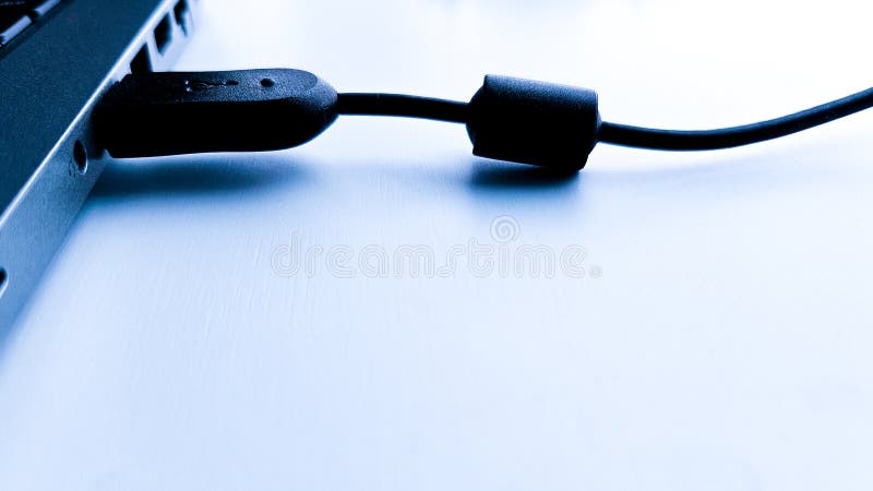 Close-up of Usb Cable Plugged into Laptop Computer Background ...