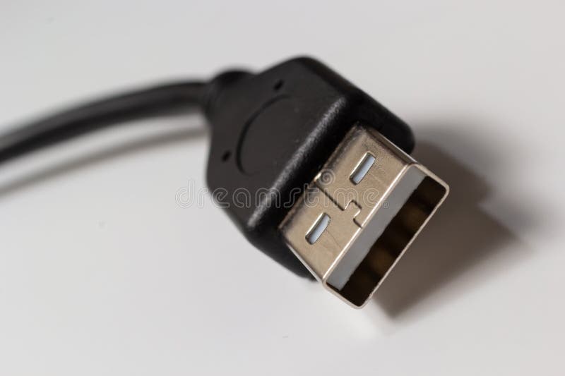 Close Up of USB Cable on White Background. Data Transfer Technologies ...