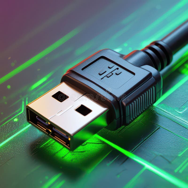 Close Up of a Usb Connector on a Green Circuit Board Illustrating Data ...