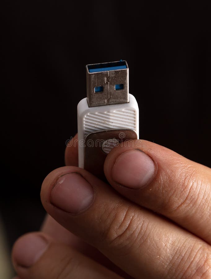 Close-up of a Usb Flash Drive in a Manâ€™s Hand Stock Photo - Image of ...