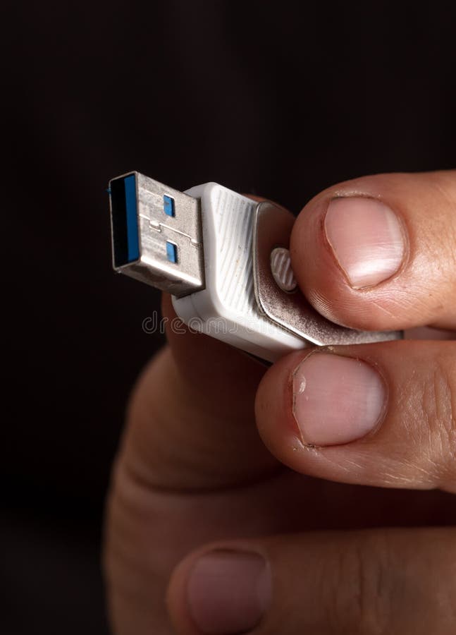 Close-up of a Usb Flash Drive in a Manâ€™s Hand Stock Photo - Image of ...