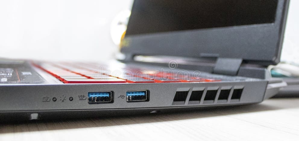 Close-up USB Input in a Laptop, Modern Personal Computer Technology ...