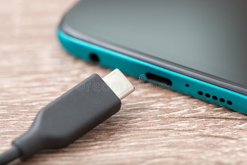 Close Up of USB Type-c Connector Near Smartphone Stock Image - Image of ...