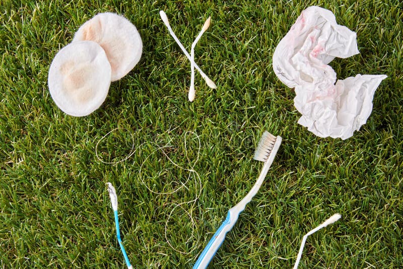 Close Up of Used Garbage on Grass Stock Photo - Image of disposal ...