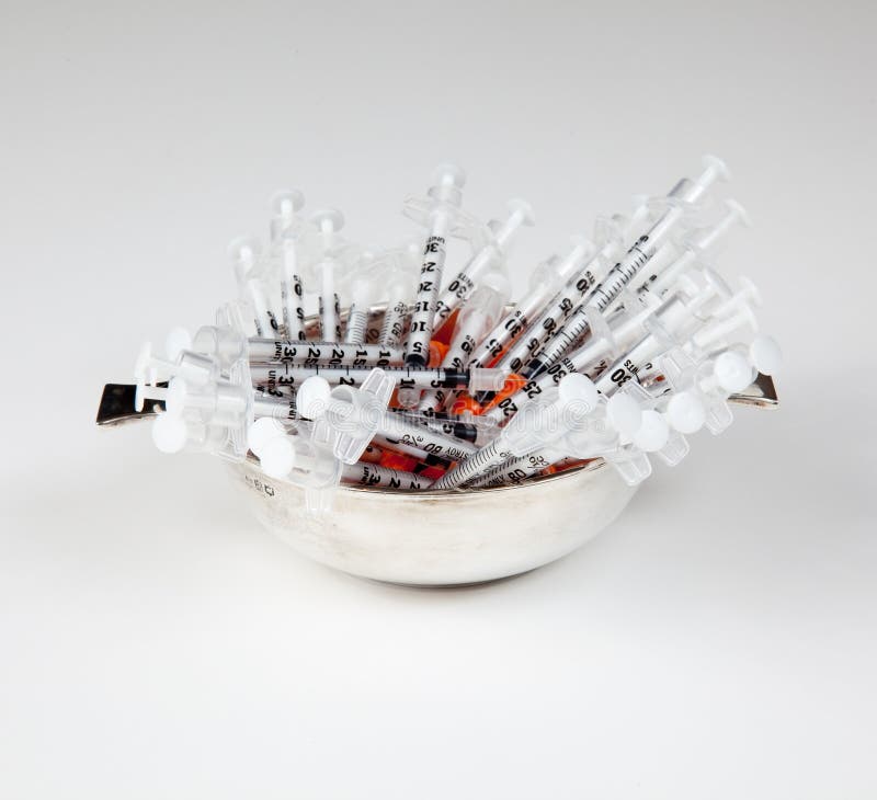 Close-up of Used Hypodermic Syringes Stock Photo - Image of isolated ...
