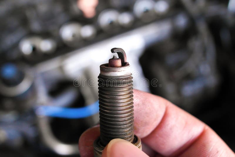 Close Up of Used Spark Plug in Hand , Car Spark Plug for Engine ...
