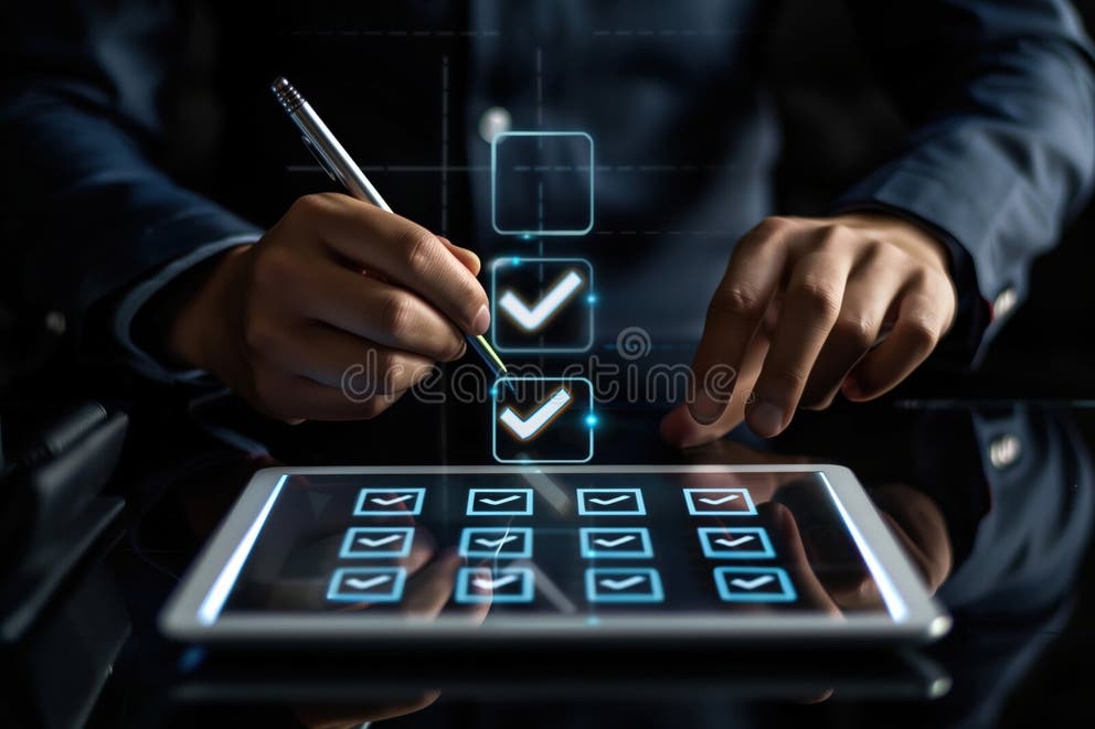 Interactive Digital Checklist on Smart Tablet Interface Stock ...