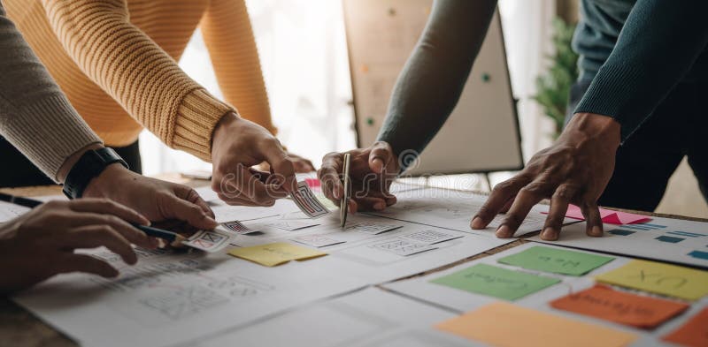 A Close-up of an Ux Ui Developer and an Ui Designer Working on a Mockup ...