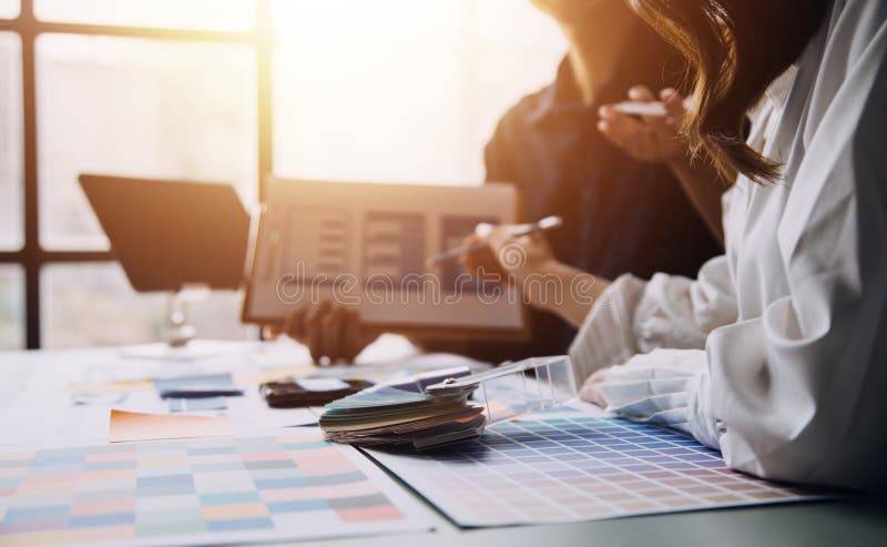 Close Up Ux Developer and Ui Designer Brainstorming about Mobile App ...