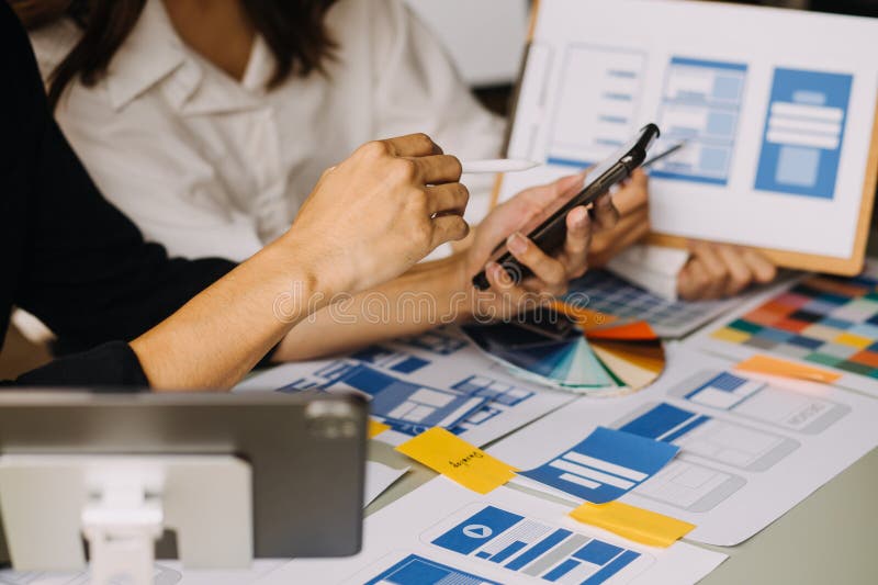 Close Up Ux Developer and Ui Designer Use Augmented Reality ...