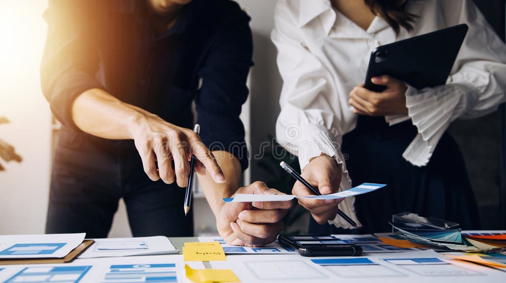 Close Up Ux Developer And Ui Designer Use Augmented Reality