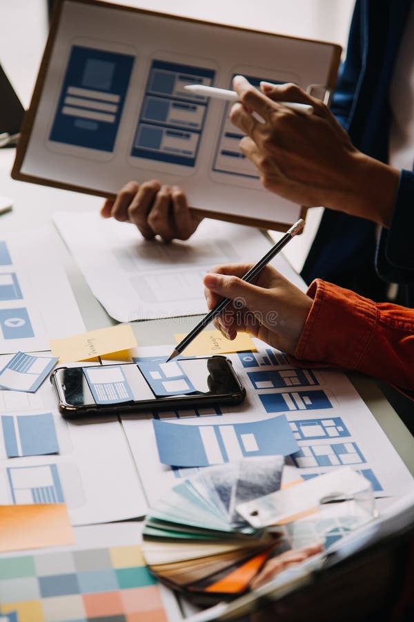 Close Up Ux Developer and Ui Designer Use Augmented Reality ...