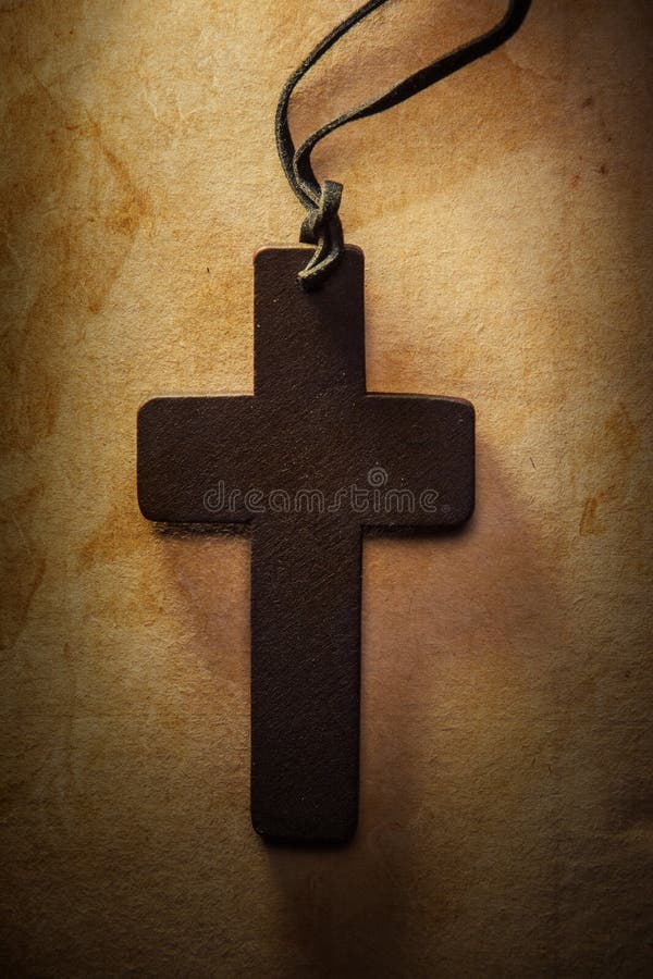 Close-up Van Houten Christelijk Kruis Stock Foto - Image of schuin ...