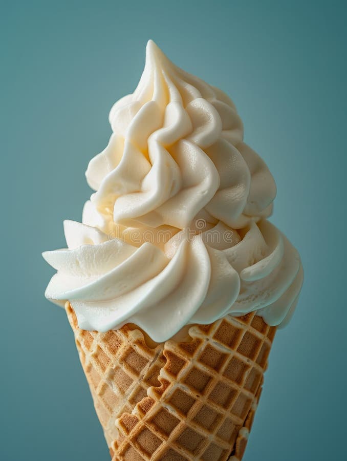 Close-up of Vanilla Soft Serve Ice Cream in a Waffle Cone. Stock Photo ...