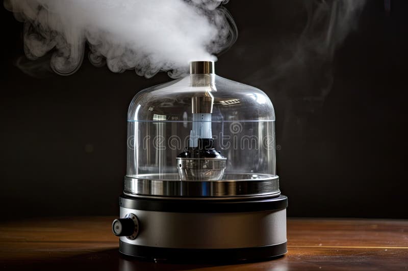 Close-up of Vaporizer, with Smoke and Steam Rising from the Device ...
