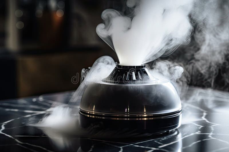 Close-up of Vaporizer, with Smoke and Steam Rising from the Device ...