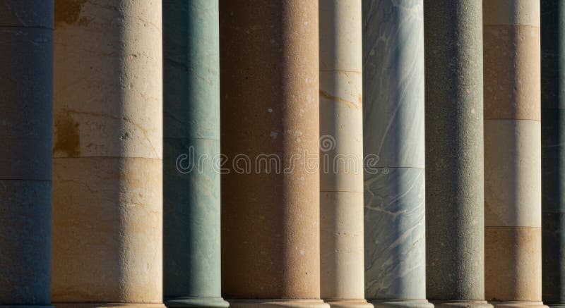 Close-up of Varied Stone Columns in Sunlight Stock Illustration ...