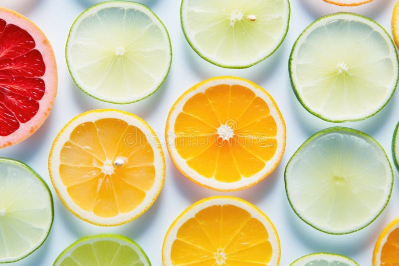 A Close Up of a Variety of Citrus Fruits Stock Illustration ...
