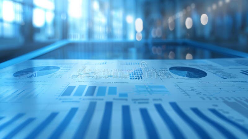 Close-up of Various Business Charts and Graphs Laid Out on a Table ...