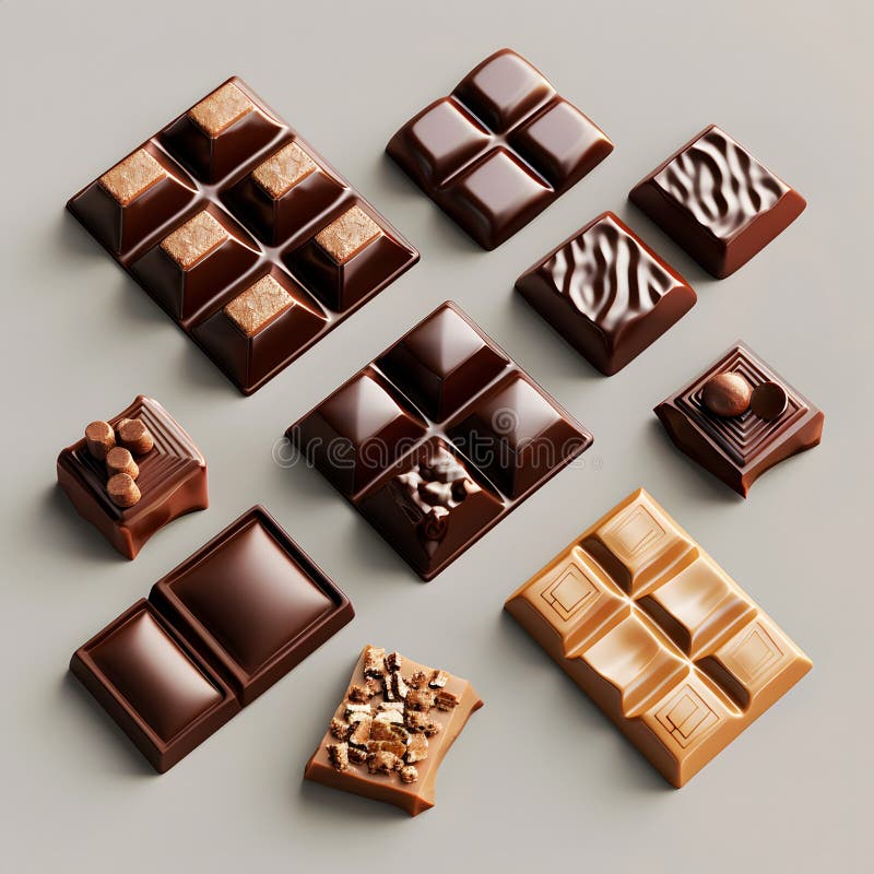 A Close Up of Various Chocolate Bars with Different Shapes and Sizes ...