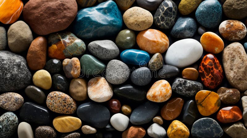 Close Up of Various Colored Rocks Stones and Marbles. Generative AI ...