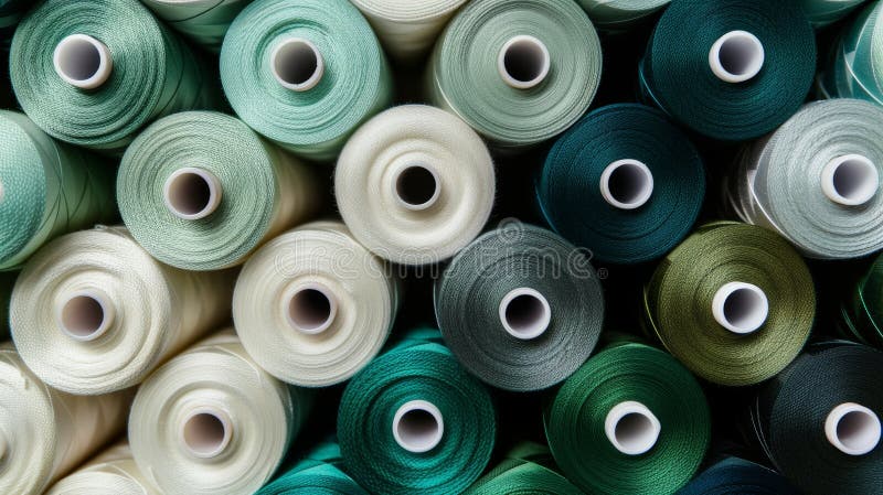 Close-up of Various Colored Threads in Spools, Textile Industry Concept ...