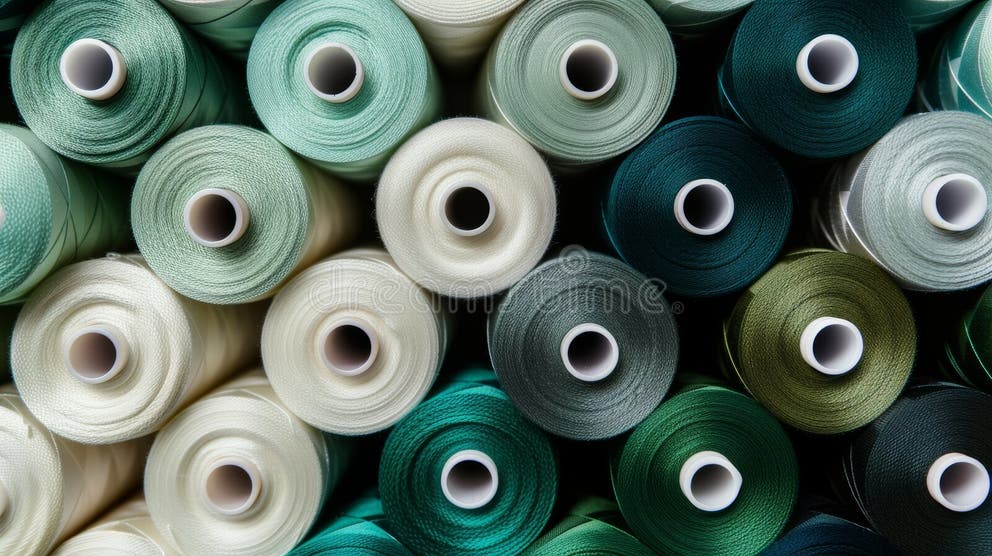 Close-up of Various Colored Threads in Spools, Textile Industry Concept ...