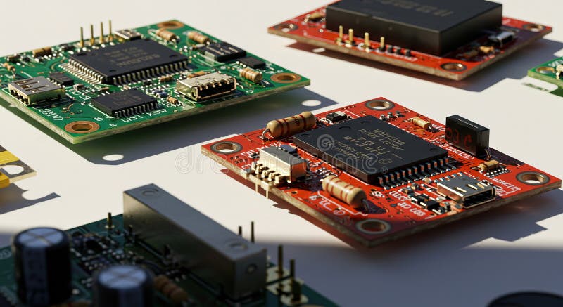 Close-up of Various Electronic Circuit Boards Stock Illustration ...