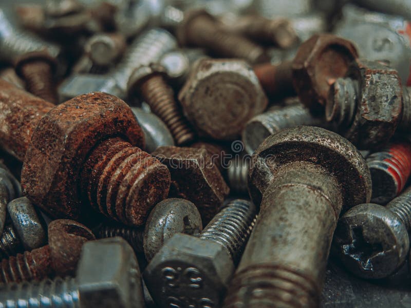 Rusty bolts and nuts stock image. Image of bolt, steel - 238221935