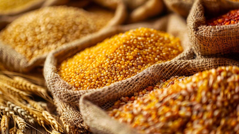 A Close Up of Various Grains and Seeds Stock Photo - Image of cloth ...