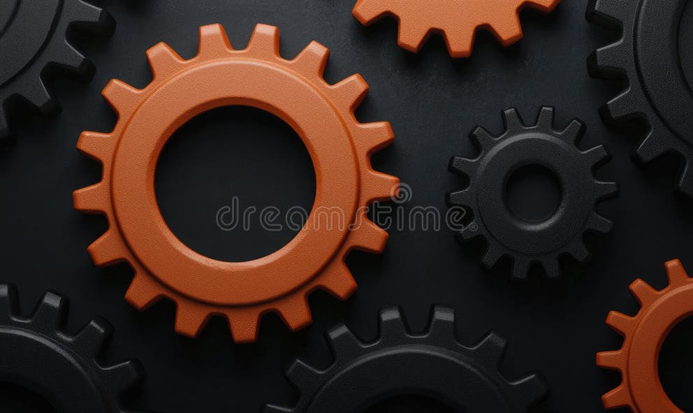 Close-up of Various Interlocking Gears in Different Sizes, Showcasing ...