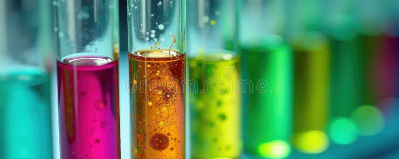 Close Up of Various Microalgae Strains in Test Tubes, Research ...