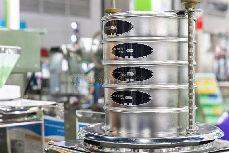 Close Up Various Particle Size Square Wire Mesh Lab Strainer or Sand ...